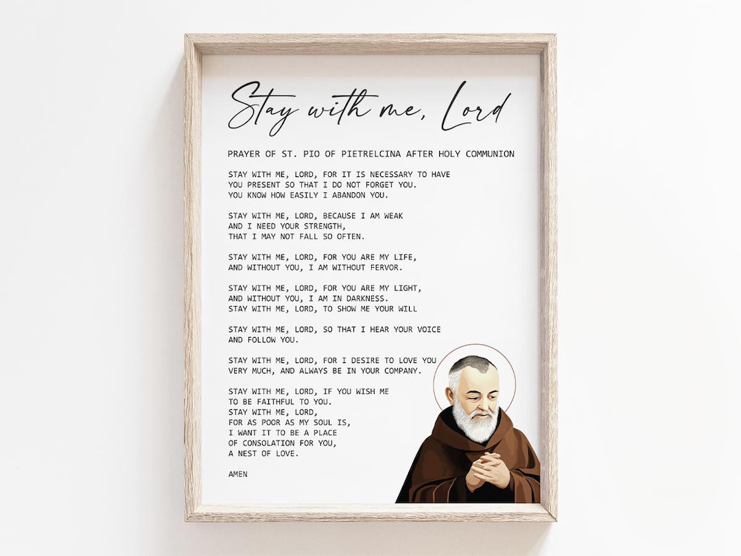 Stay With Me Lord Prayer Saint Padre Pio Printable, Digital Download ...