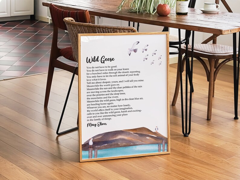 Wild Geese Poem by Mary Oliver Printable, Typography Poetry Print ...