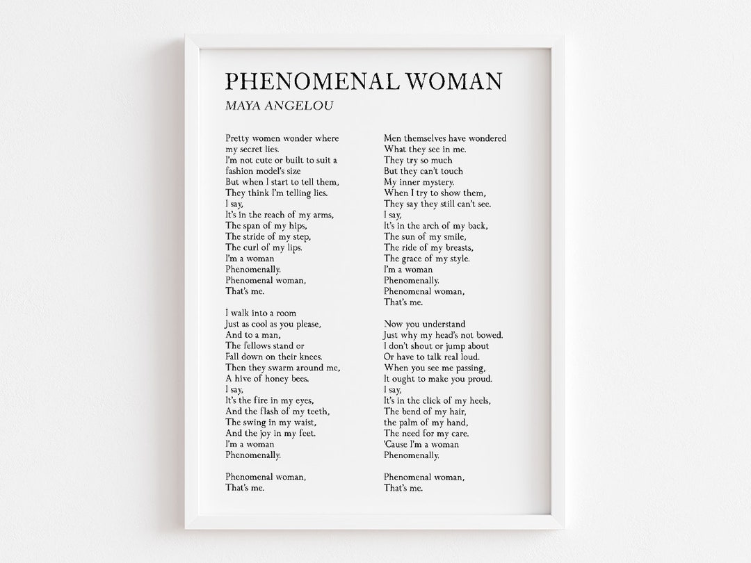 Phenomenal Woman Poem by Maya Angelou Printable, Female Empowerment ...