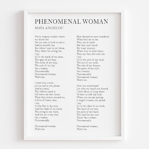 Phenomenal Woman Poem by Maya Angelou Printable, Female Empowerment ...