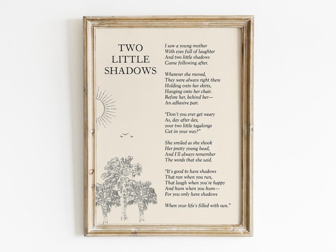 Two Little Shadows Poem Printable, Digital Download, Motherhood Women ...