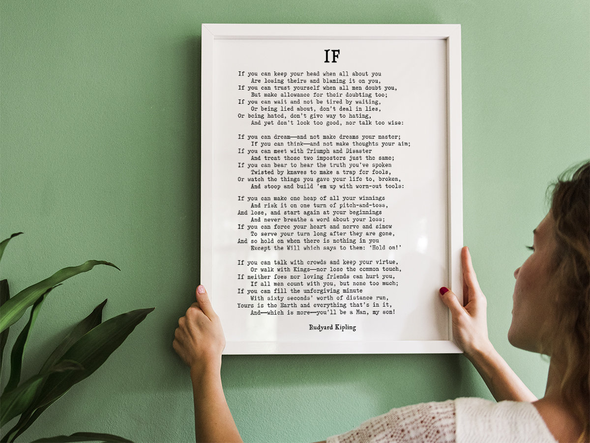 If Poem by Rudyard Kipling Printable, Inspirational Student Wall Art ...