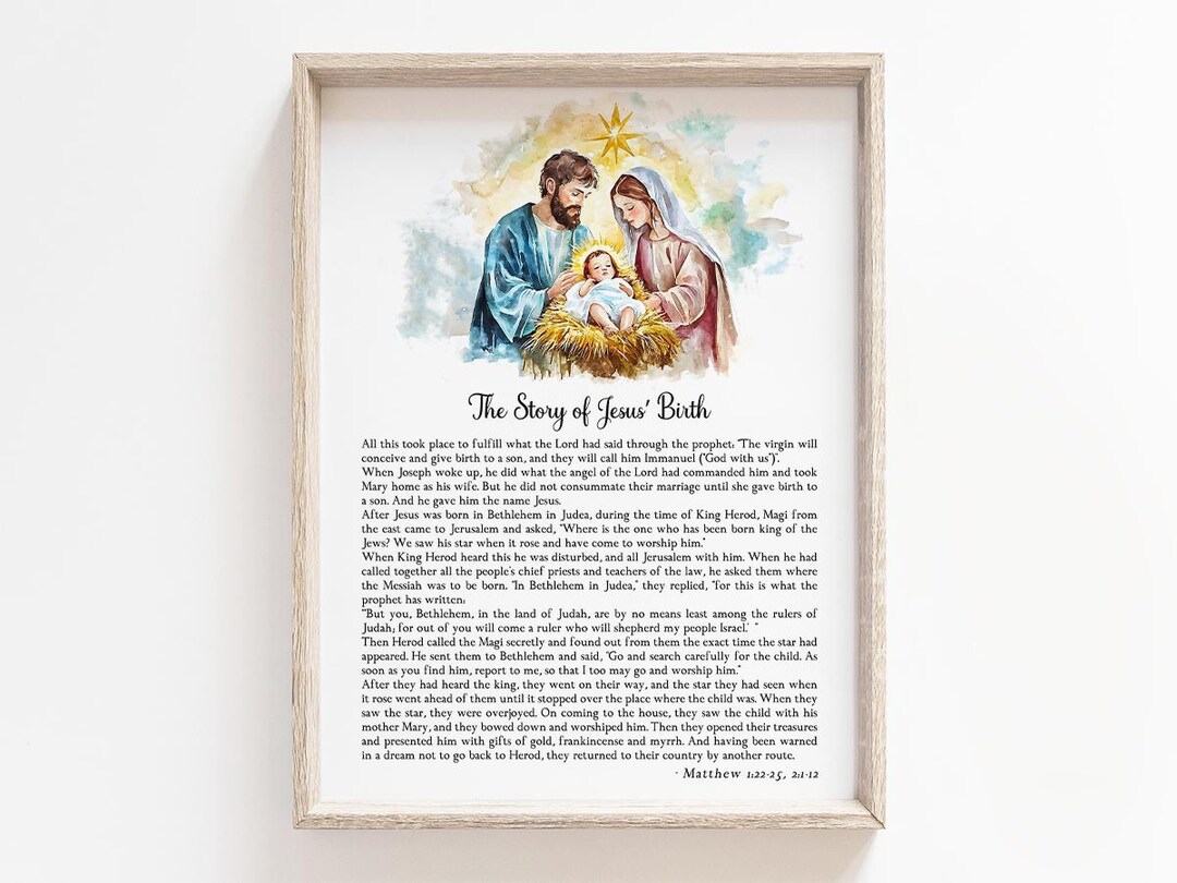 The Birth of Jesus Matthew 1 & 2 Bible Verse Printable, Digital ...