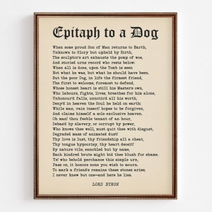 Epitaph to A Dog Poem by Lord Byron Printable, Digital Download, My ...
