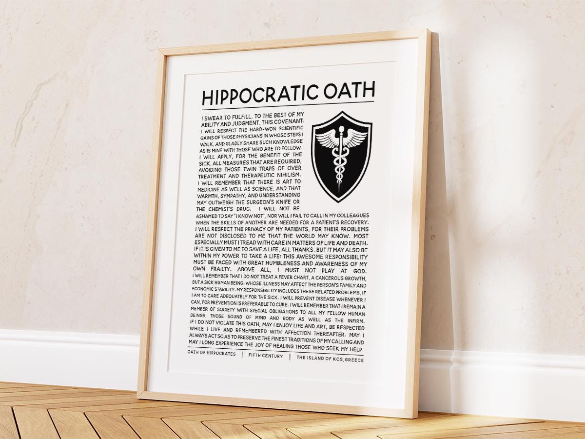 The Hippocratic Oath Printable, Digital Download, Doctor Clinic Medical ...