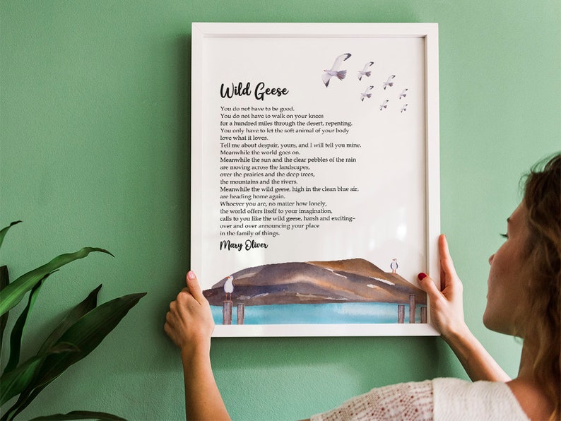 Wild Geese Poem by Mary Oliver Printable, Typography Poetry Print ...