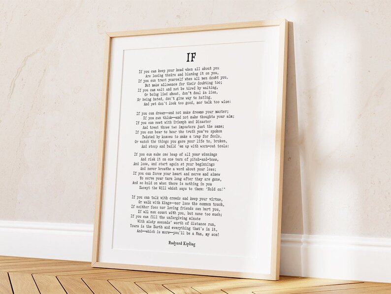 If Poem by Rudyard Kipling Printable, Inspirational Student Wall Art ...