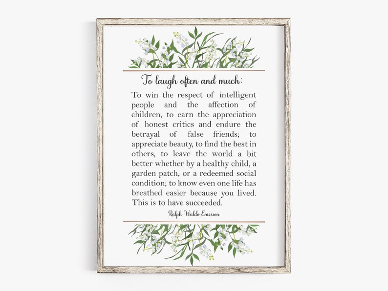 To Laugh Often & Much by Ralph Waldo Emerson Printable, Literature ...
