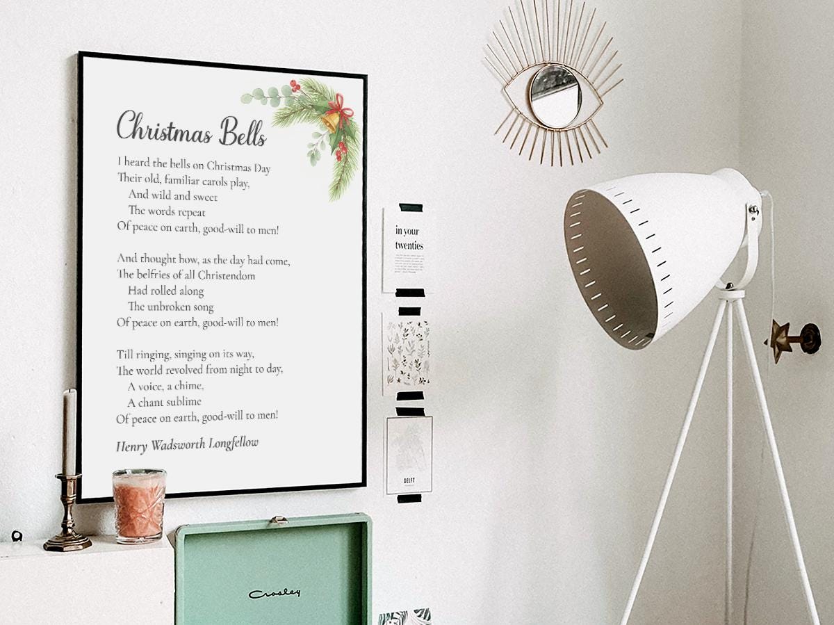 Christmas Bells Poem Quote Henry Wadsworth Longfellow Printable ...