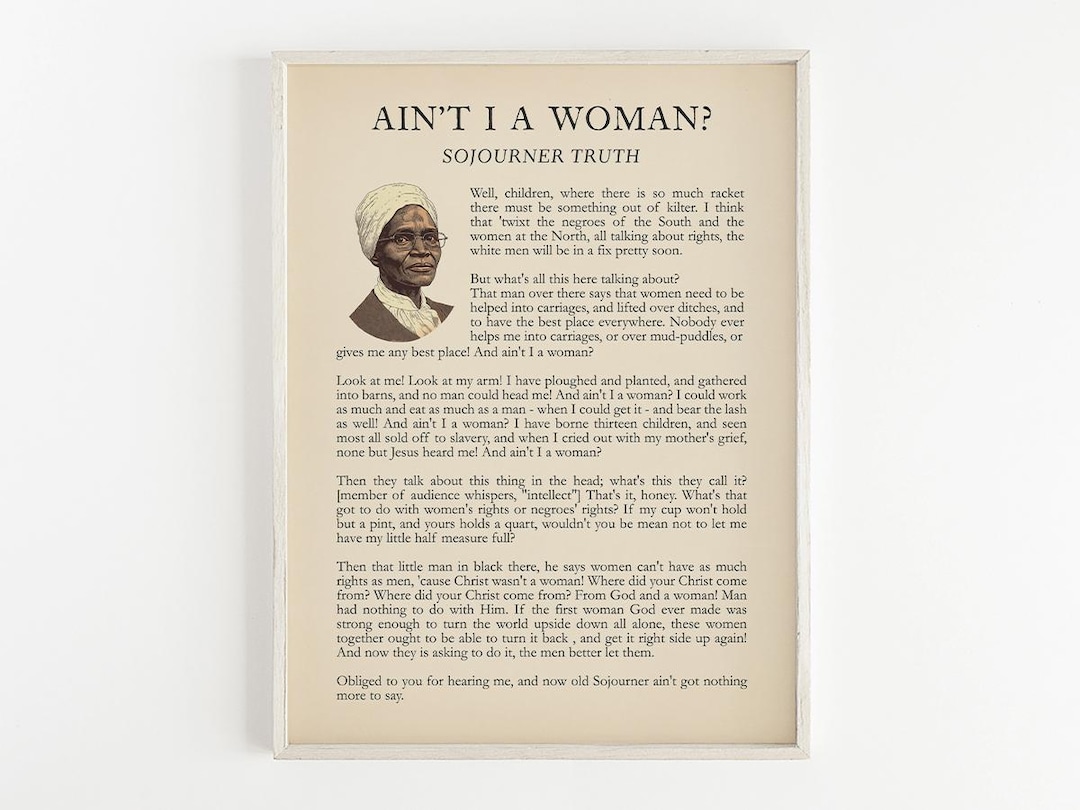 Ain't I A Woman Speech by Sojourner Truth Printable, Equality Quote ...