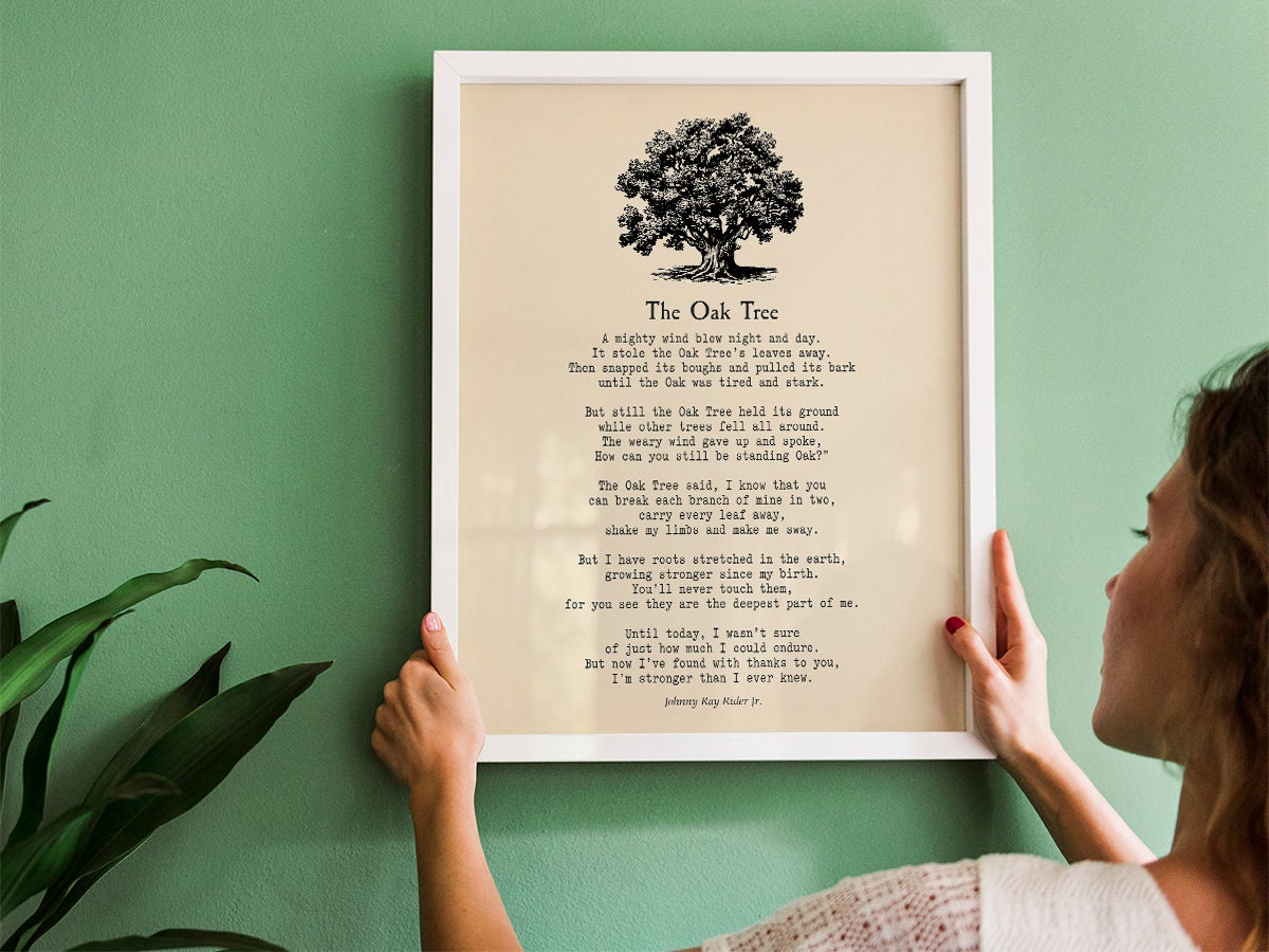 The Oak Tree Poem by Johnny Ray Ryder, Vintage Nature Printable, Tree ...