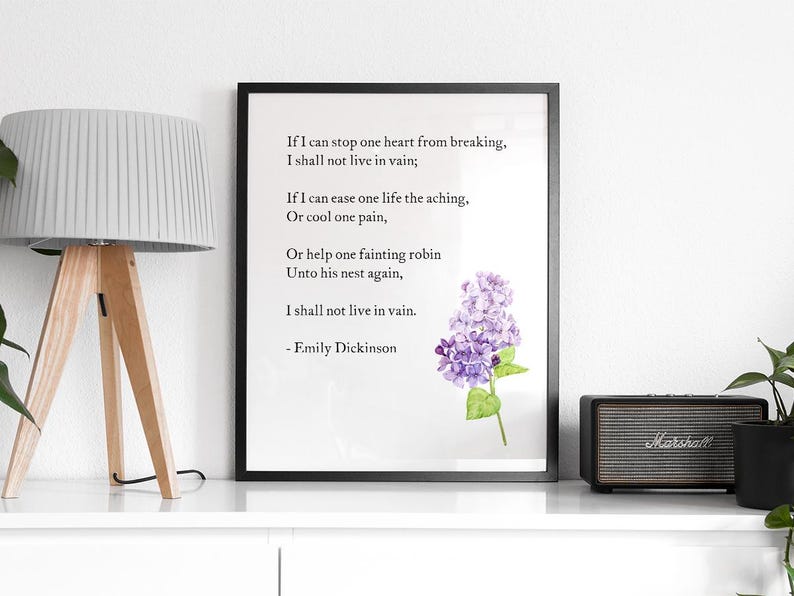 If I Can Stop One Heart Poem - Emily Dickinson Printable, Digital ...