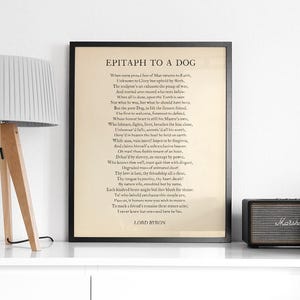 Epitaph to A Dog Poem by Lord Byron Printable, Digital Download, My ...