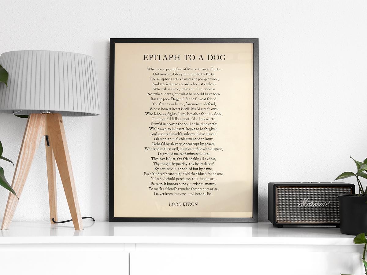 Epitaph to A Dog Poem by Lord Byron Printable, Digital Download, My ...