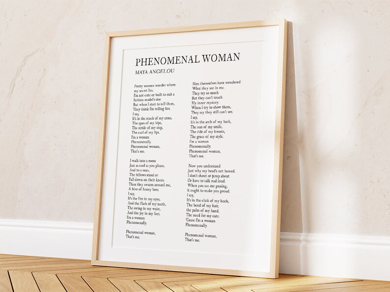 Phenomenal Woman Poem by Maya Angelou Printable, Female Empowerment ...