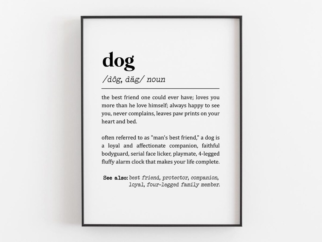 Dog Dictionary Definition Printable, Digital Download, Pet Owner ...