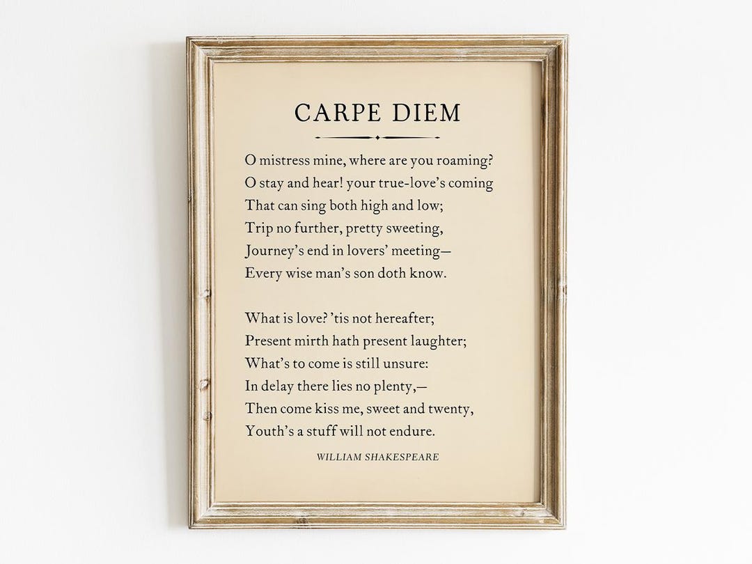 Carpe Diem Poem by William Shakespeare Printable, Digital Download ...
