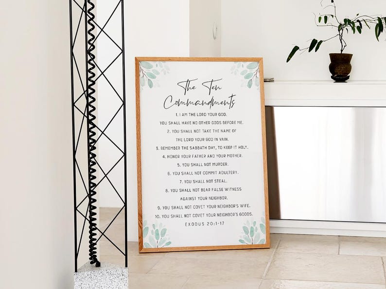 The Ten Commandments Exodus 20:1-17 Bible Verse Printable, Digital Download, Baptism Wall Art ...