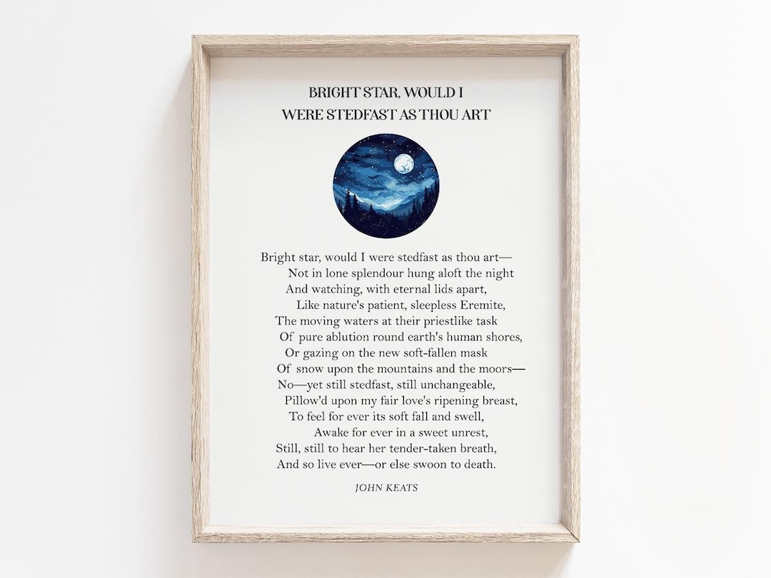 Bright Star Poem by John Keats Printable, Digital Download, Stedfast as ...