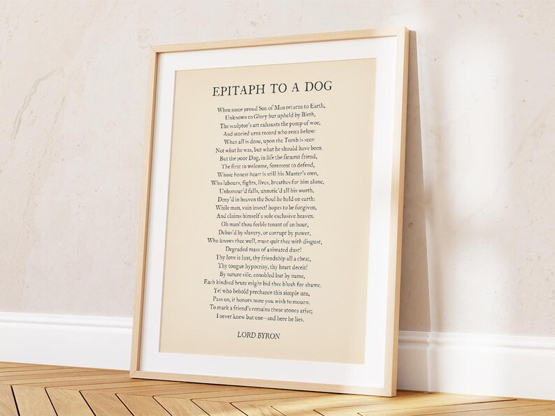Epitaph to A Dog Poem by Lord Byron Printable, Digital Download, My ...