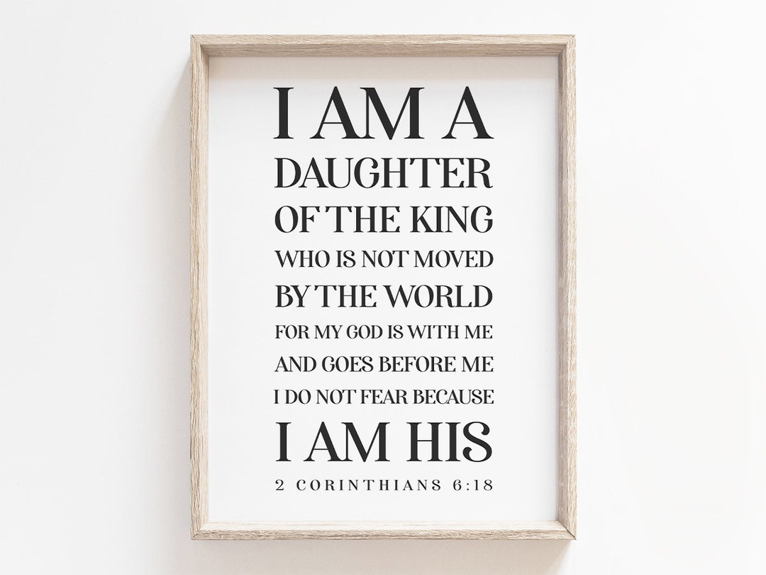 I Am Daughter of A King Bible Verse 2 Corinthians 6:18 Printable ...