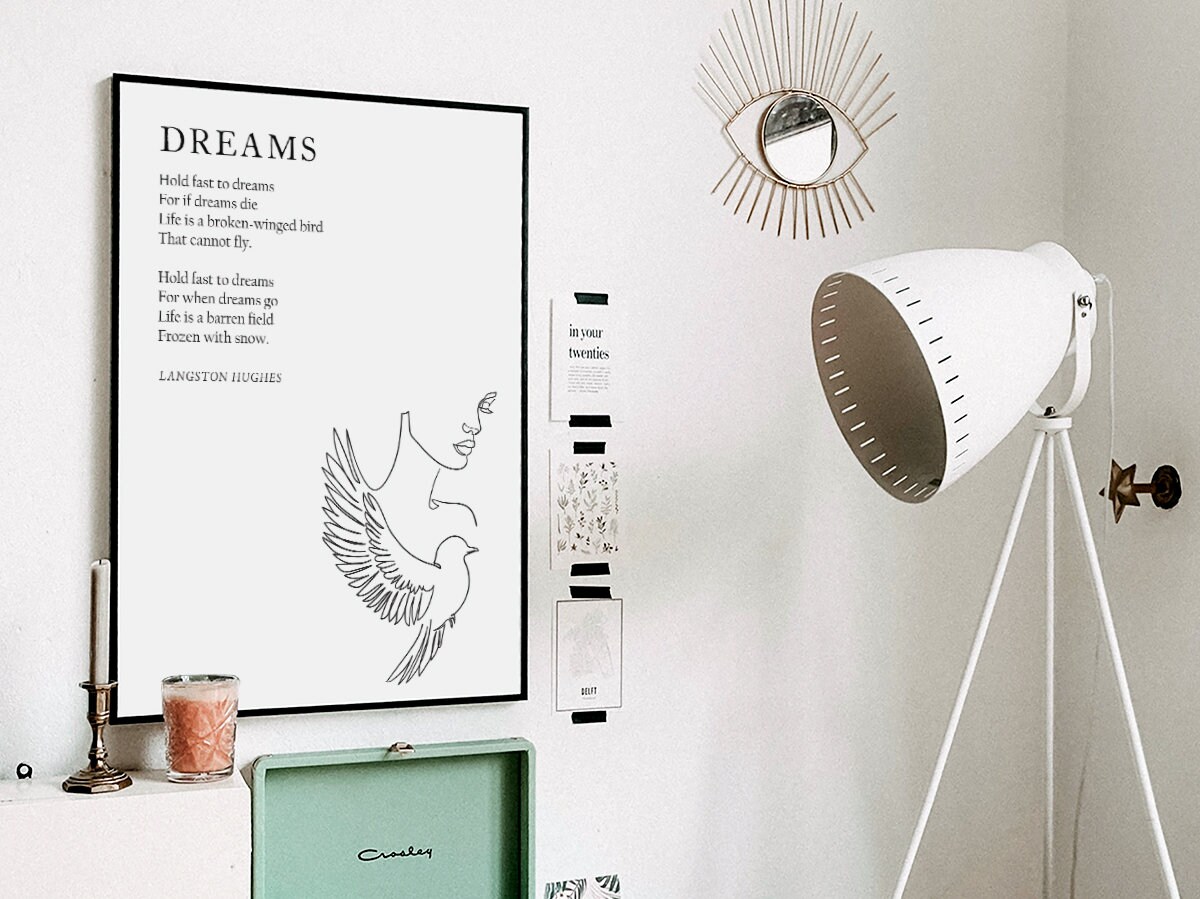 Dreams Poem by Langston Hughes Printable, Inspirational Poetry Wall Art ...