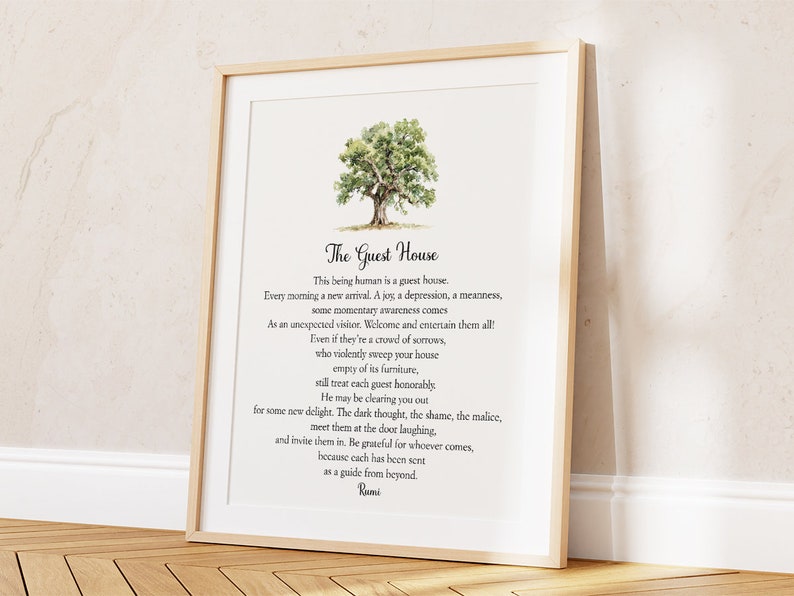 The Guest House Poem by Rumi Printable, Digital Download, Literary ...