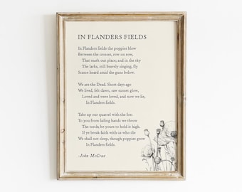 John Mccrae in Flanders Fields Poem Art Print - Etsy