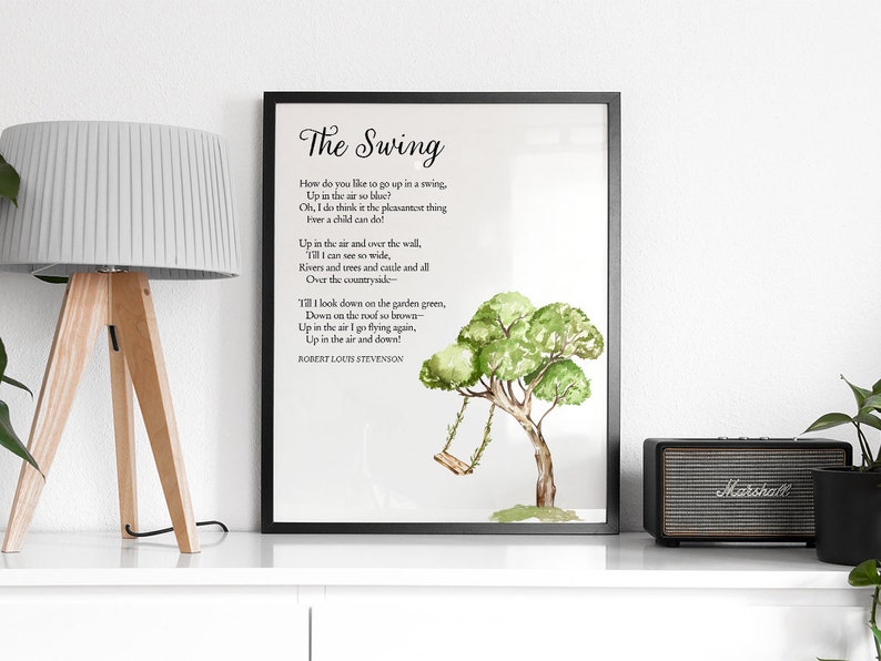 The Swing Poem by Robert Louis Stevenson Printable, Childhood Tree ...