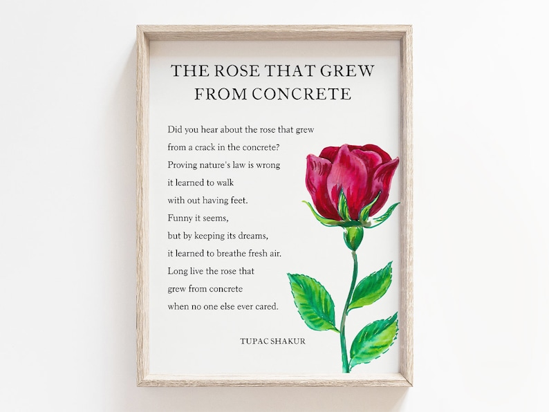 The Rose That Grew From Concrete Lyrics by Tupac Shakur Printable ...