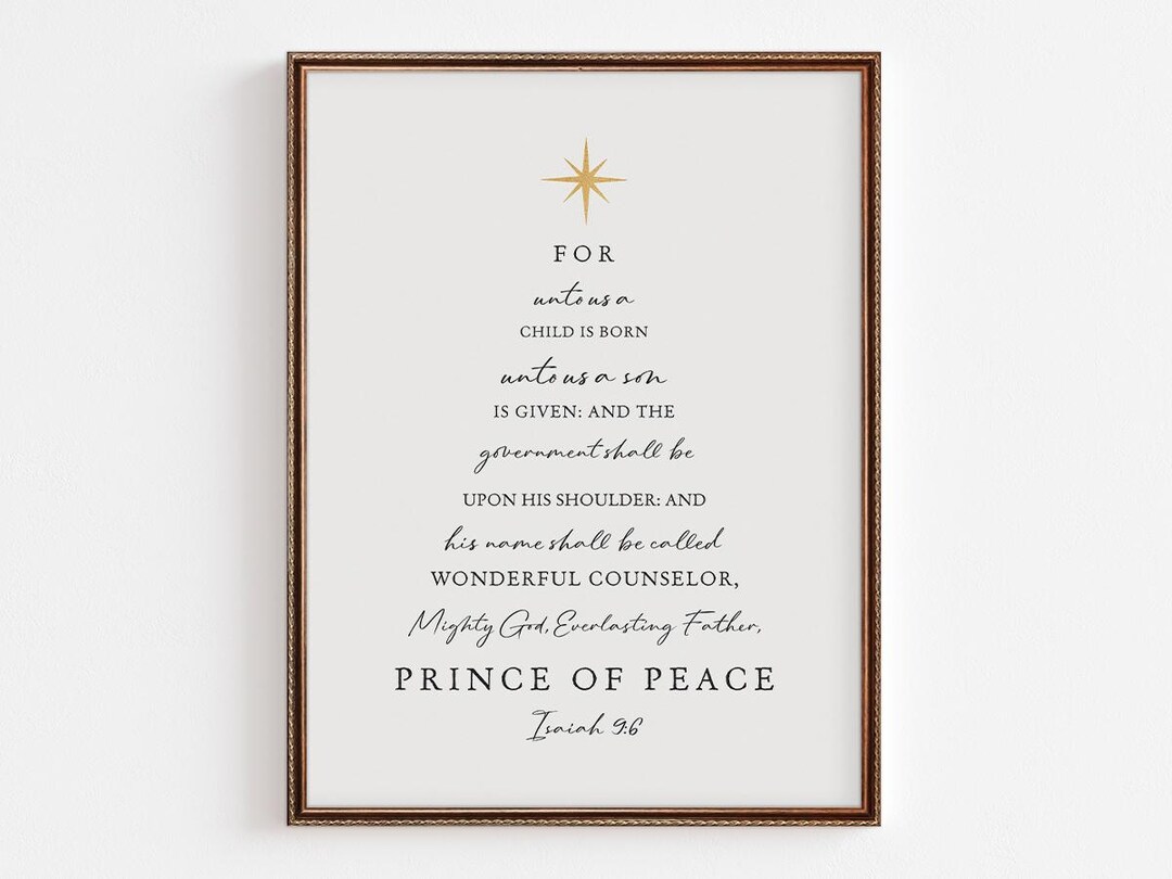 Isaiah 9:6 for Unto Us a Child is Born Christmas Bible Verse Printable ...
