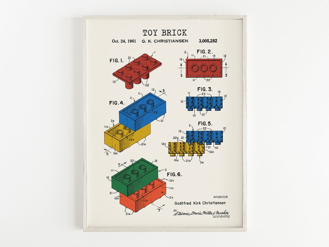 Toy Brick Patent Art, Printable Poster, Game Wall Art, Toy Building ...