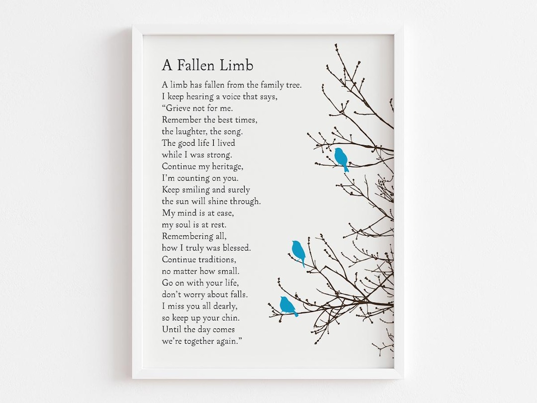 A Fallen Limb Poem Printable, Digital Download, Memorial Poetry Wall ...
