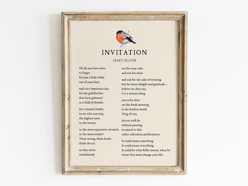 Invitation Poem Printable Mary Oliver, Digital Download, Serene ...