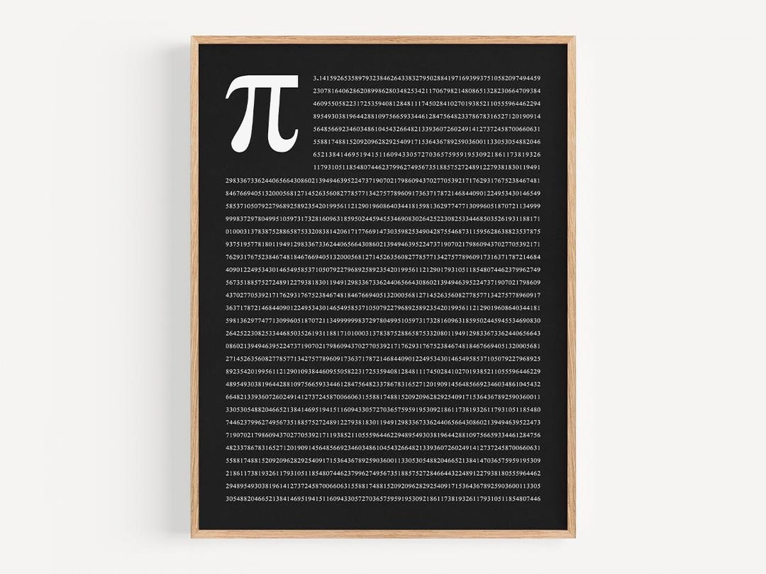 Accurate Pi Value Mathematics Printable, Exact Decimal Value Print ...