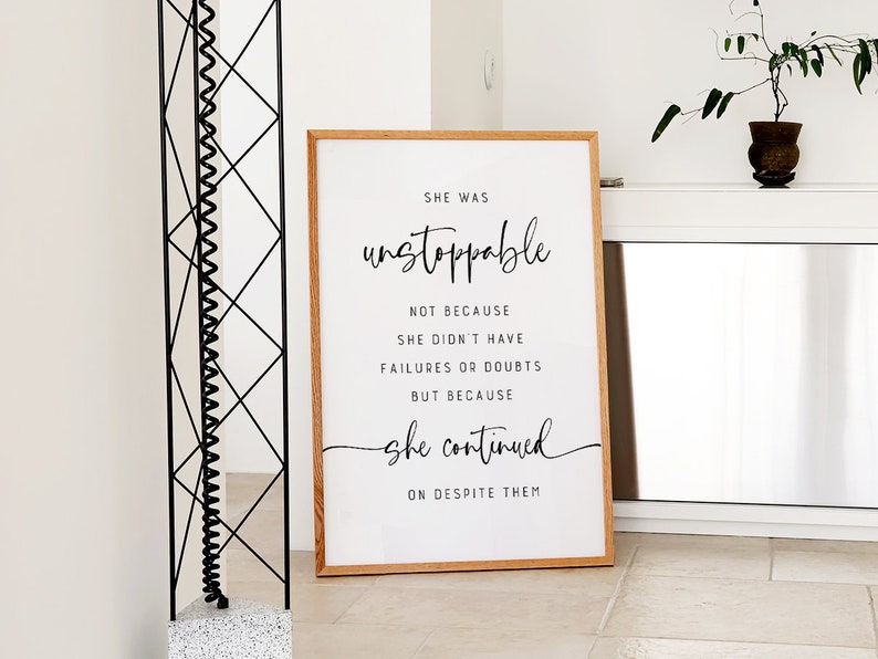She Was Unstoppable Quote Printable, Girls Bedroom Wall Art, Digital ...