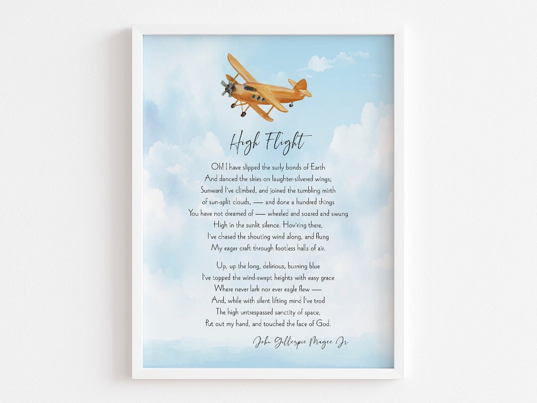 High Flight Poem by John Gillespie Magee Printable, Aviator Print, Digital Download, Air Force ...