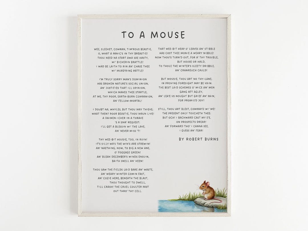 To a Mouse Poem - Robert Burns Printable, Digital Download, Nursery ...