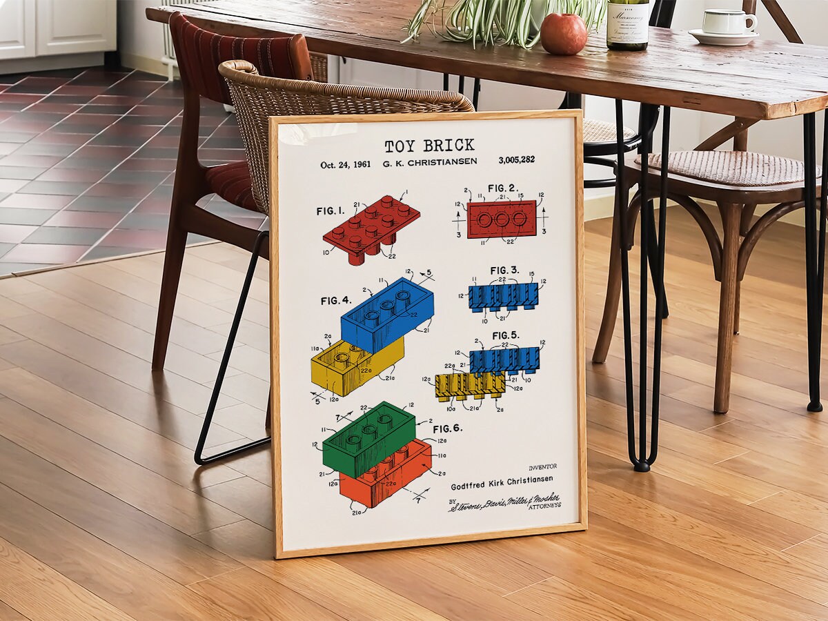 Toy Brick Patent Art, Printable Poster, Game Wall Art, Toy Building ...