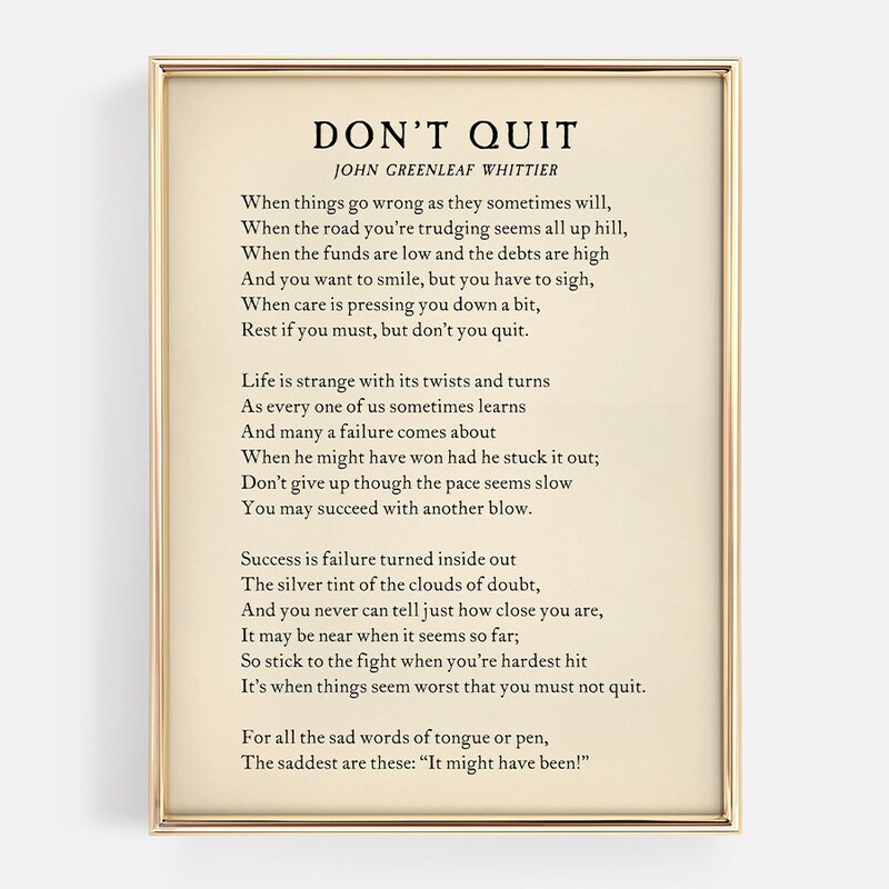 Dont Quit Poem - Etsy