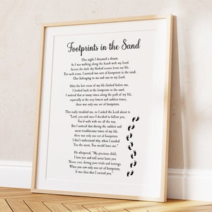 Footprints in the Sand Poem Printable, Typography Literature Print ...