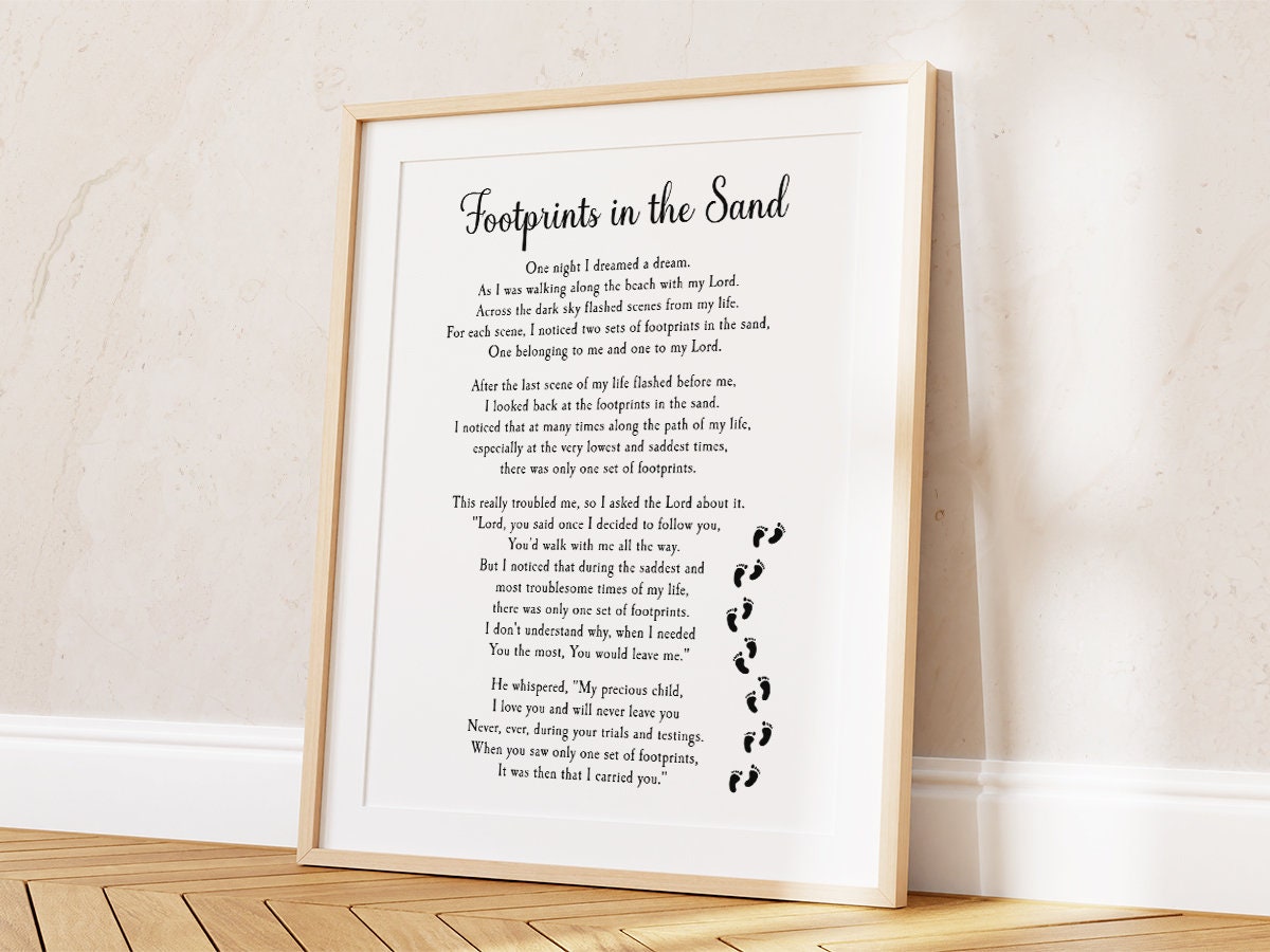 Footprints in the Sand Poem Printable, Typography Literature Print ...