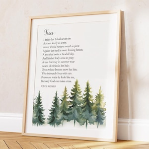 Trees Poem by Joyce Kilmer Printable, Nature Forest Wall Art, Digital ...