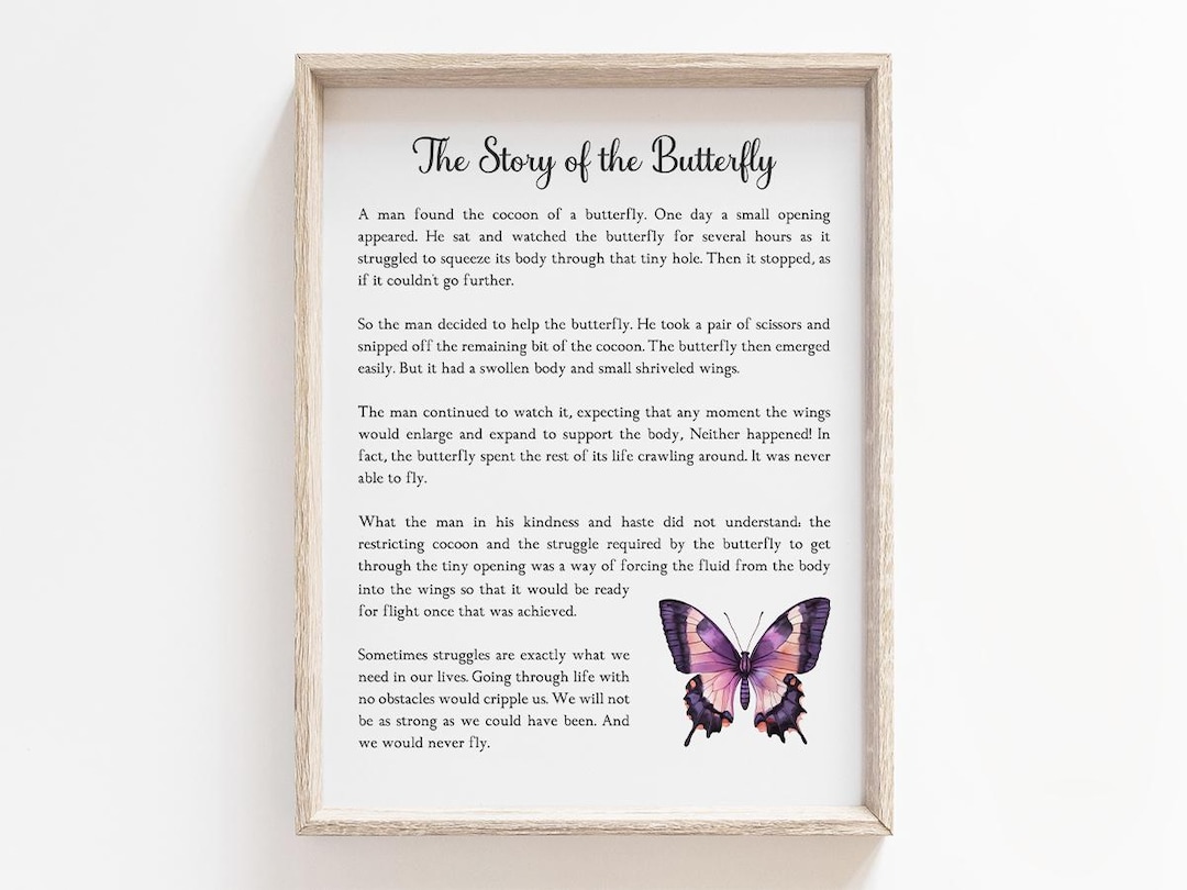 The Story of the Butterfly Printable, Digital Download, Life Challenges ...