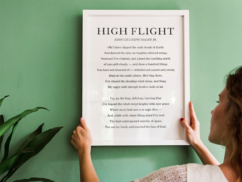 High Flight Poem by John Gillespie Magee Printable, Aviator Print ...