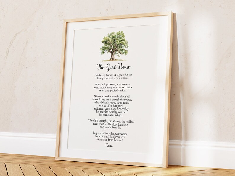 The Guest House Poem by Rumi Printable, Digital Download, Literary ...