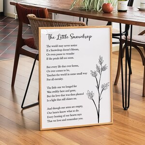 The Little Snowdrop Poem Printable, Miscarriage Art, Digital Download ...