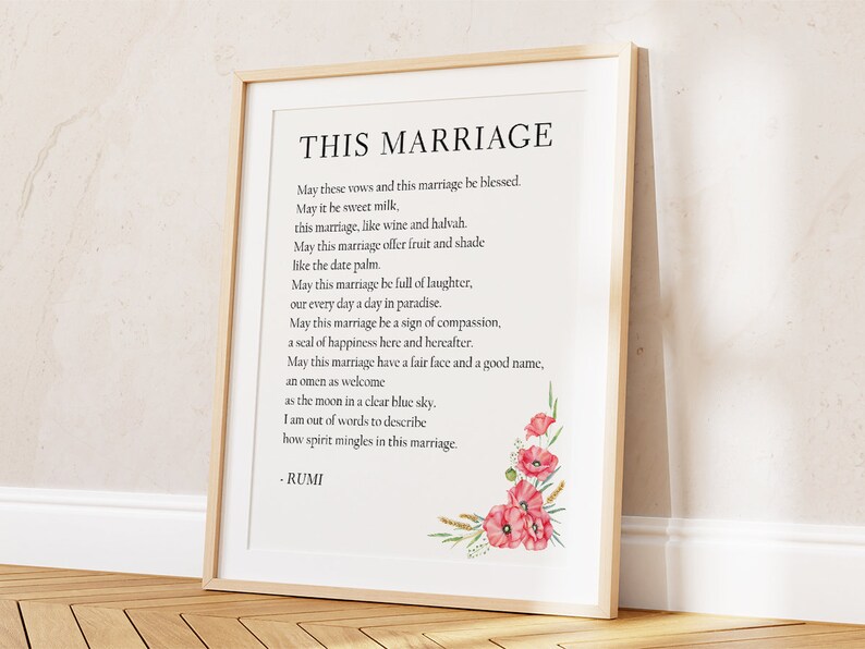 This Marriage Poem by Rumi Printable, Wedding Vows Print, Digital ...