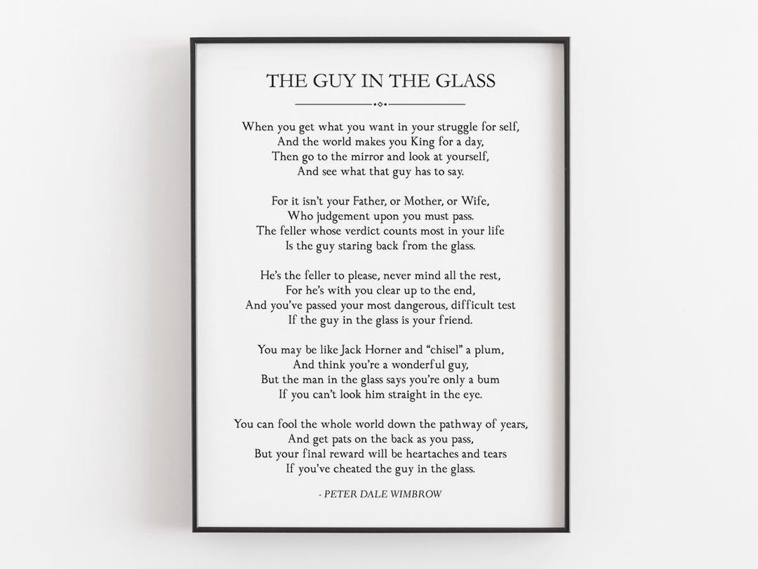 The Guy in the Glass Poem by Peter Dale Wimbrow Printable, Literature ...