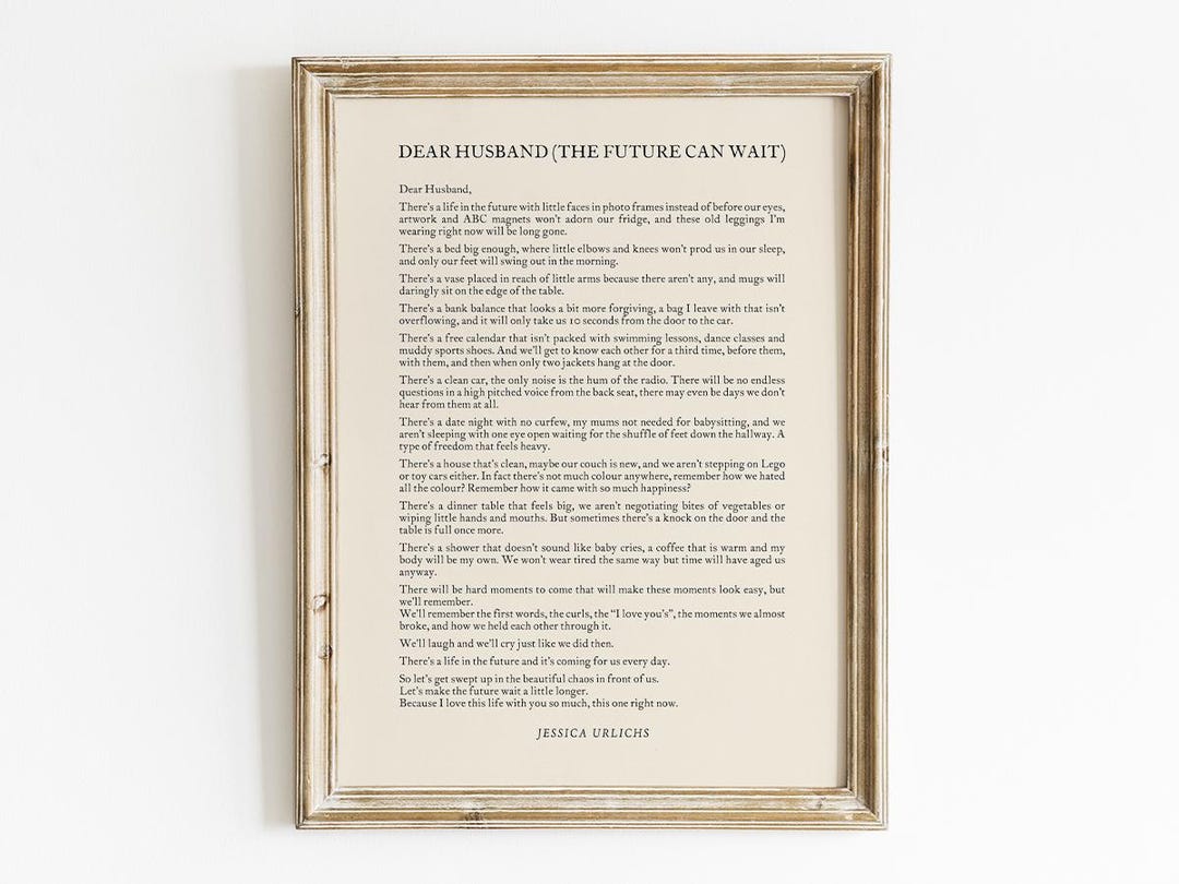 Dear Husband Letter Printable, Jessica Urlichs Poem Wall Art ...